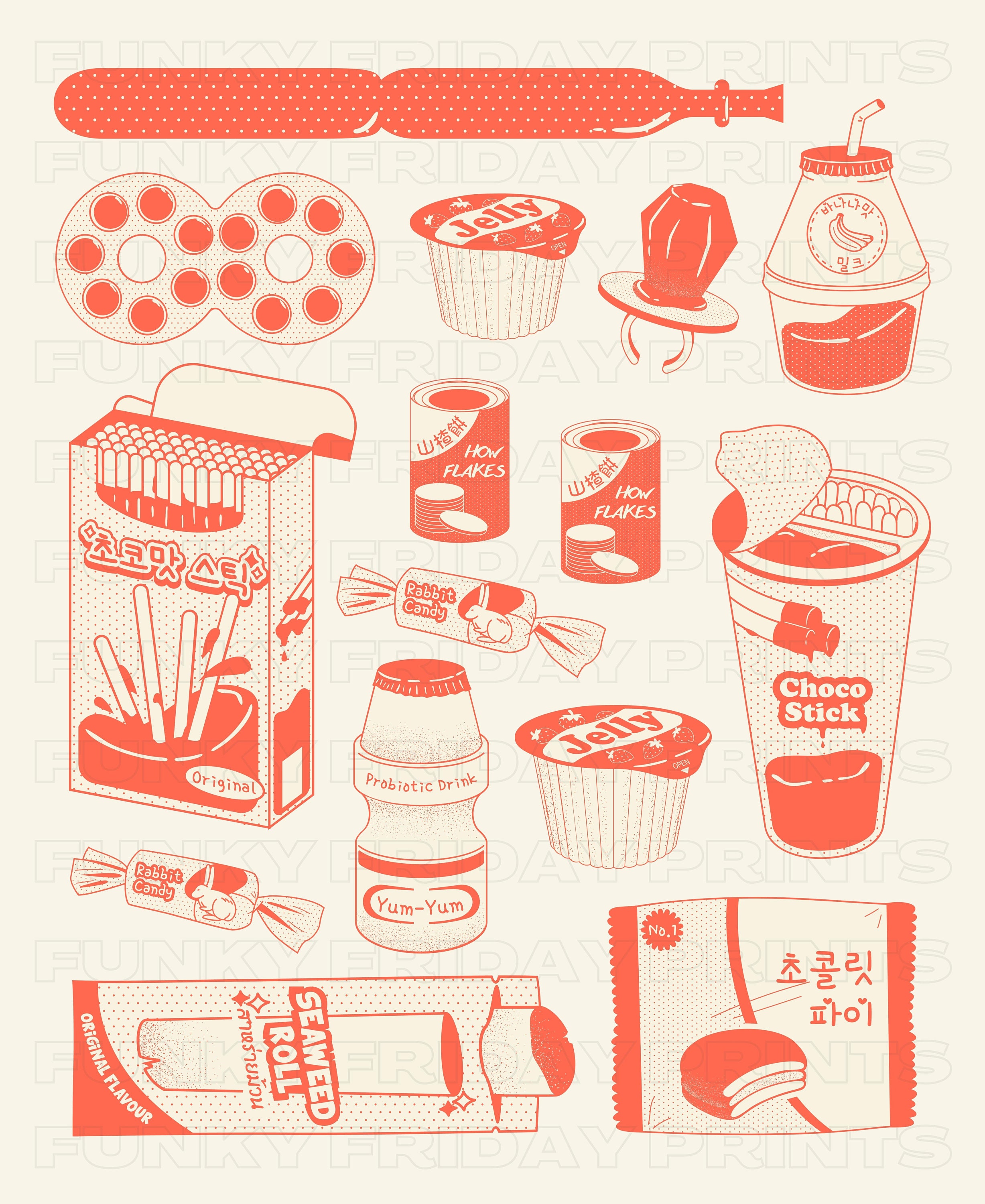 Retro Asian Snacks Print: Nostalgic Kitchen Wall Art (digital Download ...