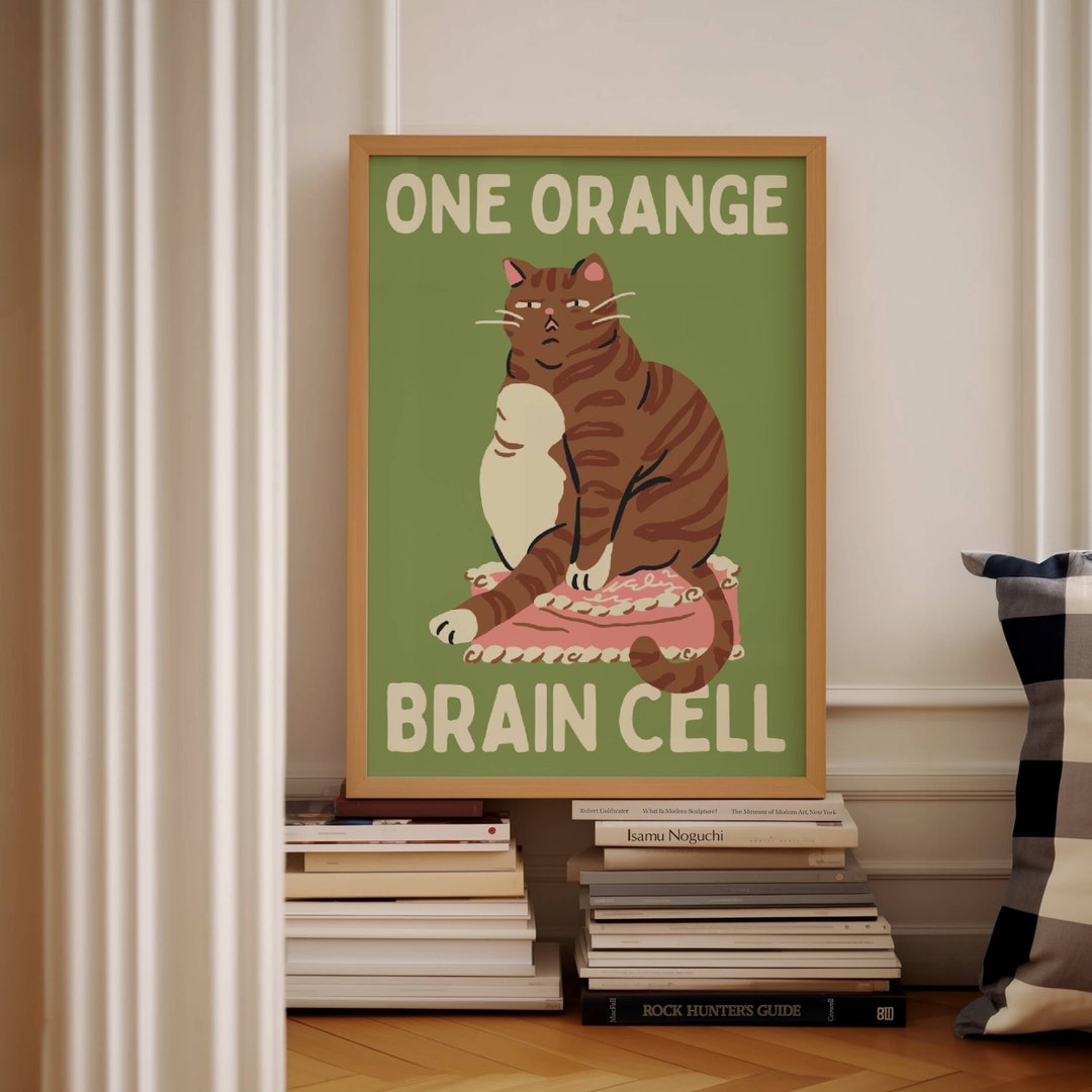 Orange Cat Wall Print, Funny Cat Wall Art, Ginger Cat Poster, Cat Lover ...