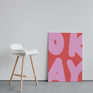 Okay Wall Print, Colourful Wall Art, Pastel Pink Digital Download ...