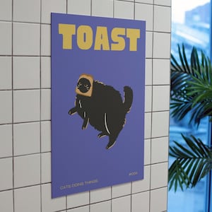Blue Toast Cat Wall Print, Black Cat Wall Art, Cat Lover Gift, Digital ...