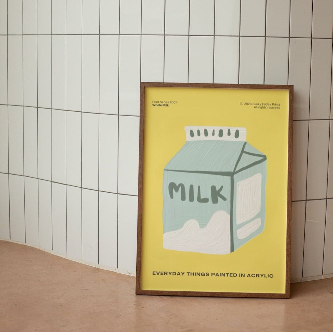 Milk Carton Acrylic Painting Print: Retro Kitchen Decor (digital ...