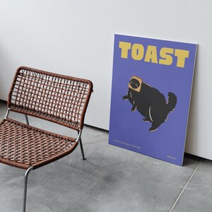 Blue Toast Cat Wall Print, Black Cat Wall Art, Cat Lover Gift, Digital ...