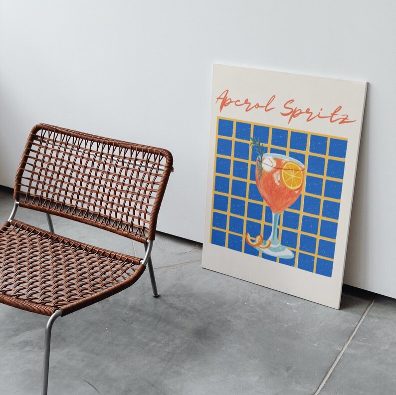 Aperol Spritz Cocktail Print Retro Wall Decor Digital - Etsy