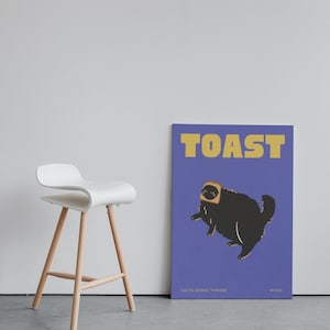 Blue Toast Cat Wall Print, Black Cat Wall Art, Cat Lover Gift, Digital ...