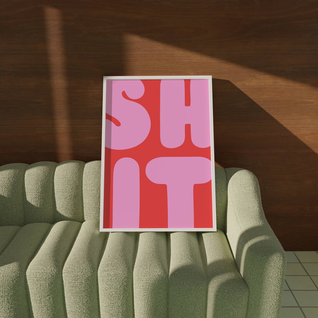 Buy Shit Wall Print Pink Bathroom Wall Decor Funny Restroom Wall Art ...