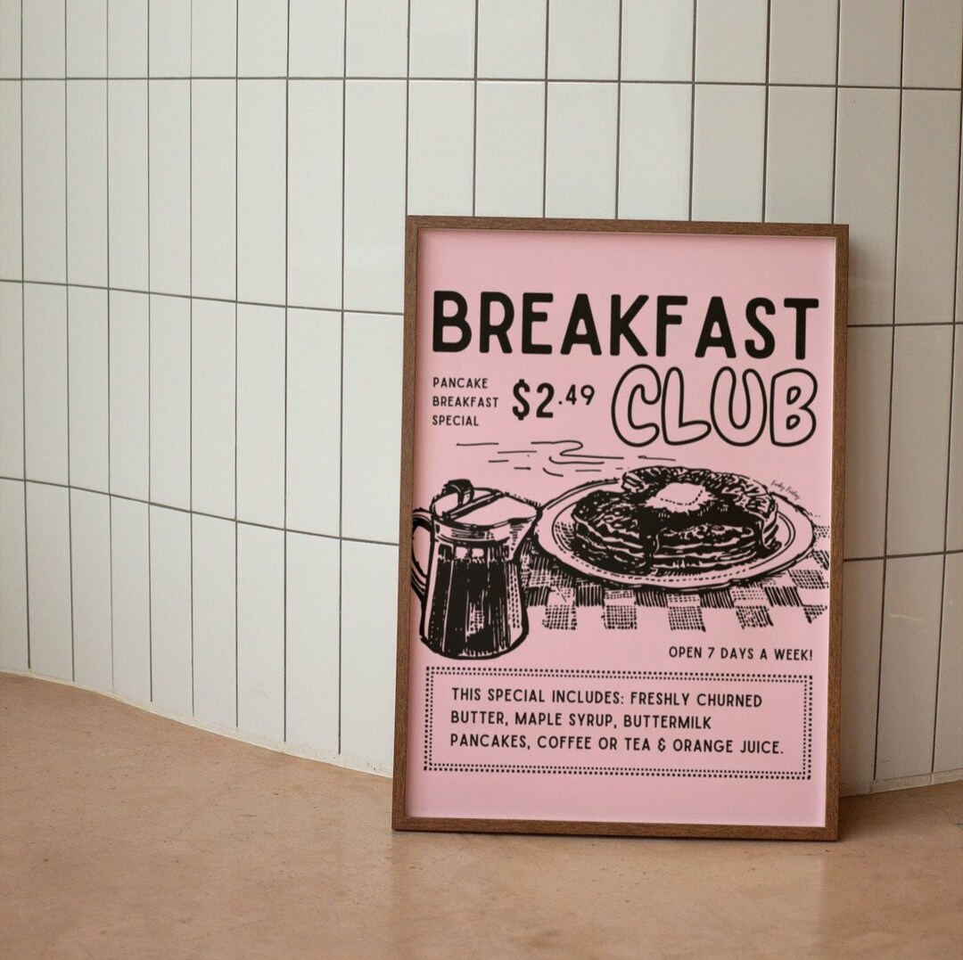 Breakfast Club Wall Print, Breakfast Pancake Wall Art, Kitchen Wall ...