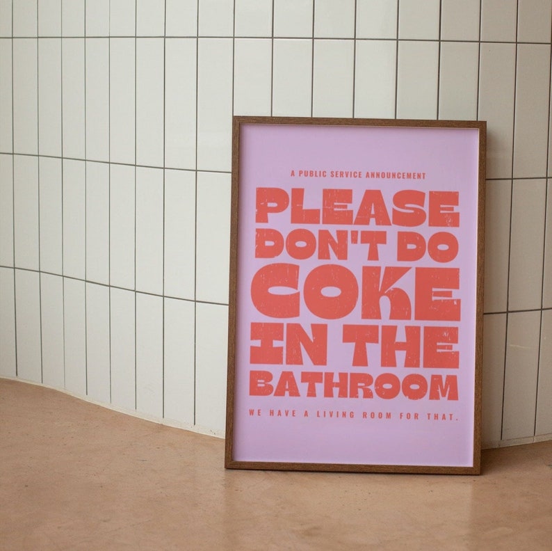 Funny Bathroom Wall Print: Retro 'no Coke' Art (digital Download) - Etsy