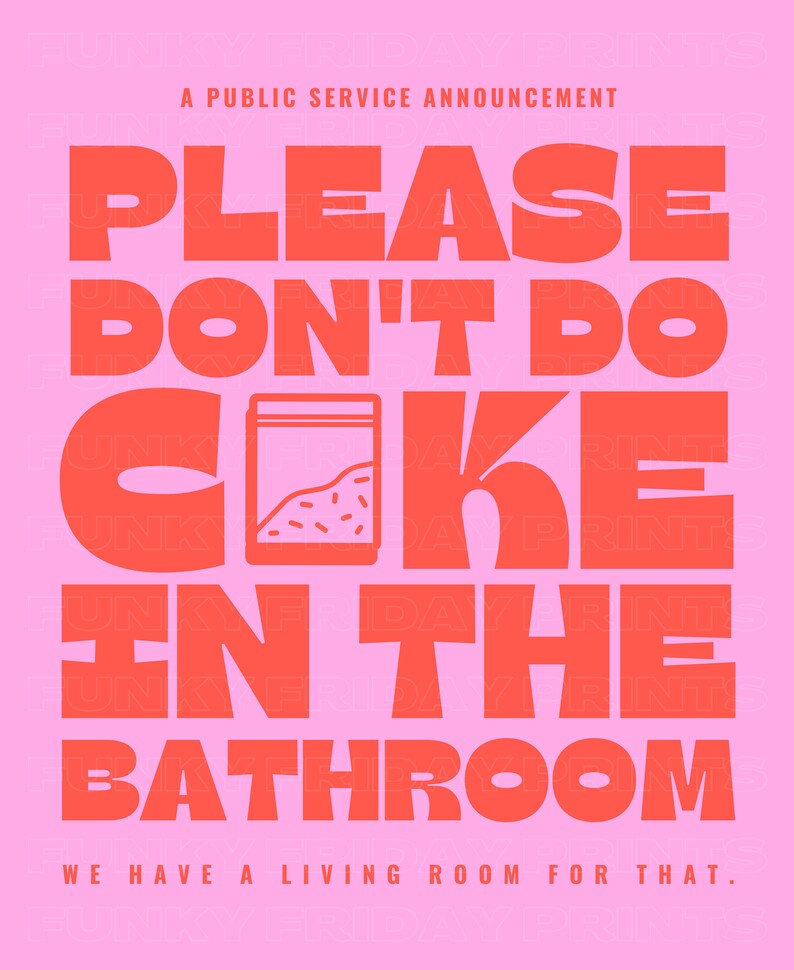 Please Don't Do Coke in the Bathroom Digital Wall Print - Etsy