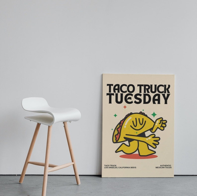 Taco Truck Tuesday Wall Print Retro Kitchen Wall Decor - Etsy