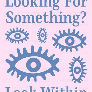 Look Within Wall Print, Retro Wall Decor, Digital Download Print ...