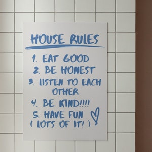 House Rules Wall Art, Minimalist Wall Print, Modern Art Print, Doodle ...