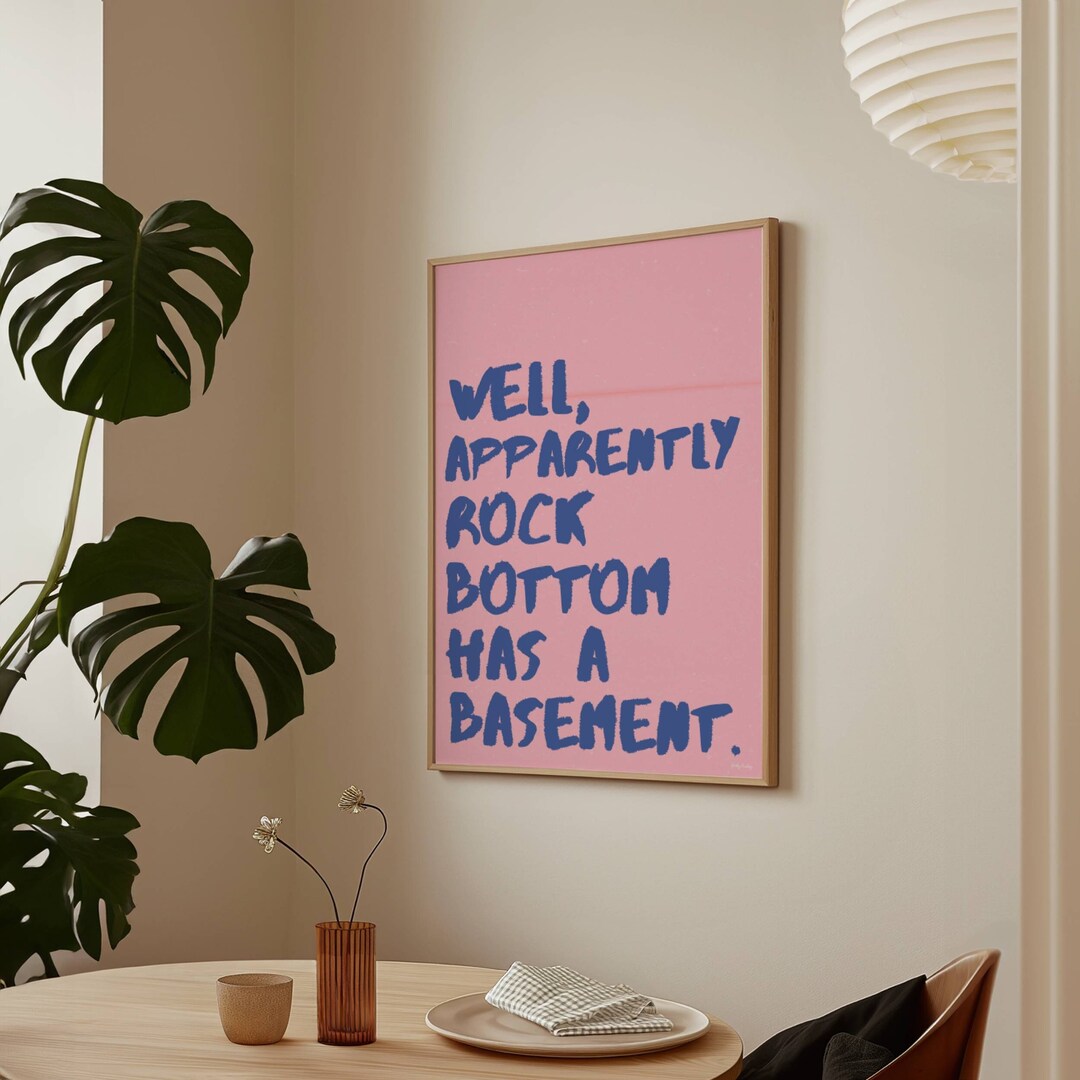 Rock Bottom Basement Quote Art Print: Trendy Dorm Decor (digital Print ...
