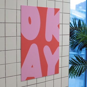 Okay Wall Print, Colourful Wall Art, Pastel Pink Digital Download ...
