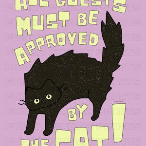 Funny Cat Poster, Vintage Cat Print, Kitchen Cat Print, Black Cat Wall Art, Digital Download ...