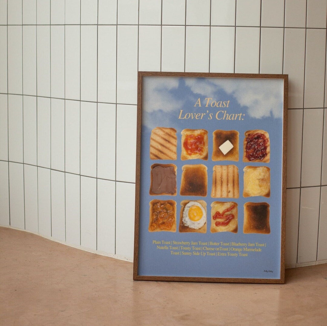 Toast Wall Print Toast Wall Art Cute Kitchen Poster Bread Digital ...