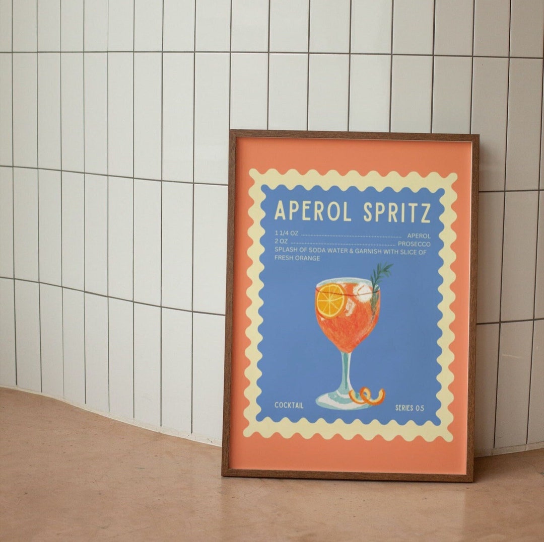 Aperol Spritz Wall Print, Trendy Cocktail Wall Decor, Bar Cart Digital ...