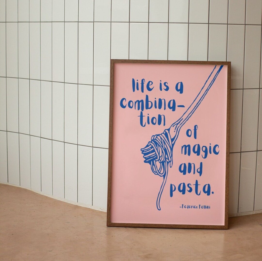 Pasta Wall Print, Spaghetti Wall Art, Italian Food Poster, Kitchen ...