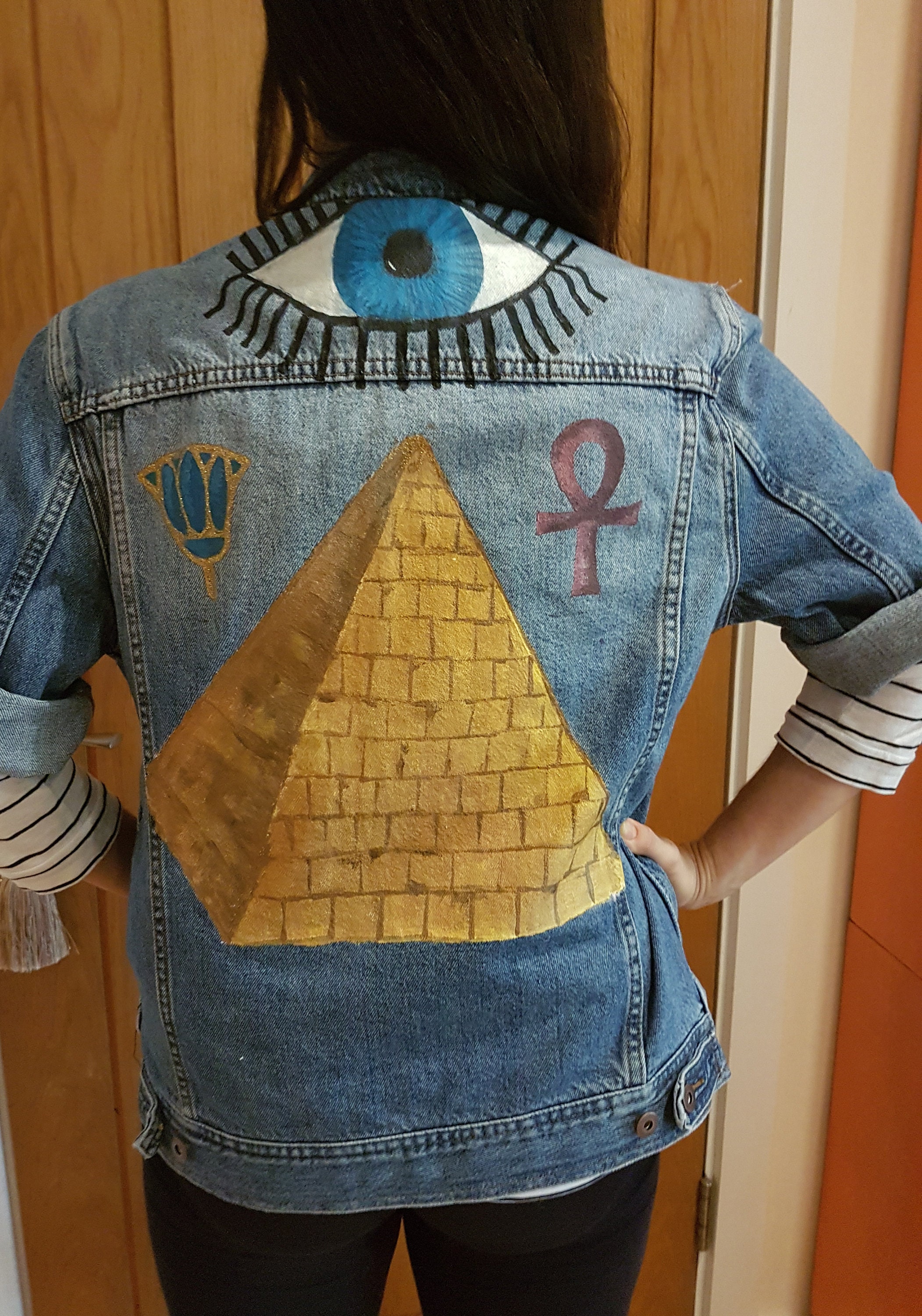 Ancient Egypt - Upcycled, Hand Painted Oversize Denim Jacket - Etsy