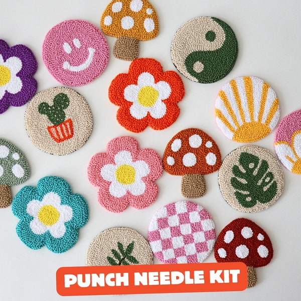 Diy Punch Needle Coaster Kit, Beginner Punch Kit, Craft Kit for Adult ...
