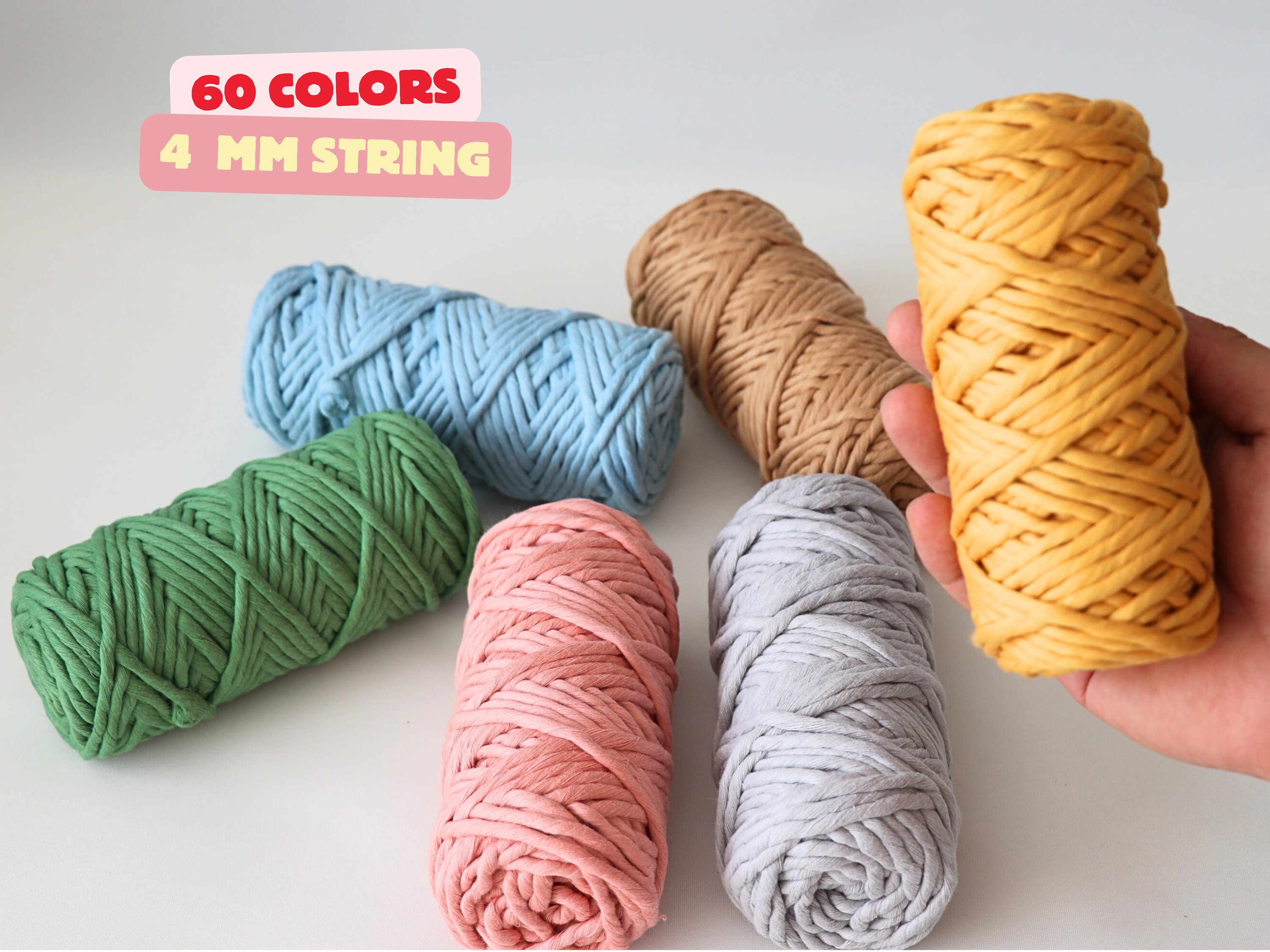 4 Mm Single Strand Cotton/macrame Cord 250 Gr./macrame String/macrame ...