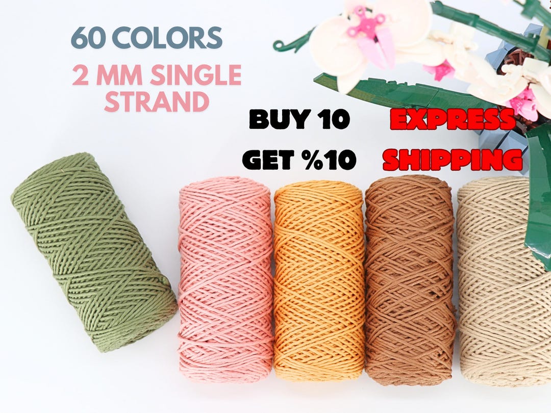 2mm Single Strand Macrame Cord: 100% Cotton Rope, 328 Ft - Etsy