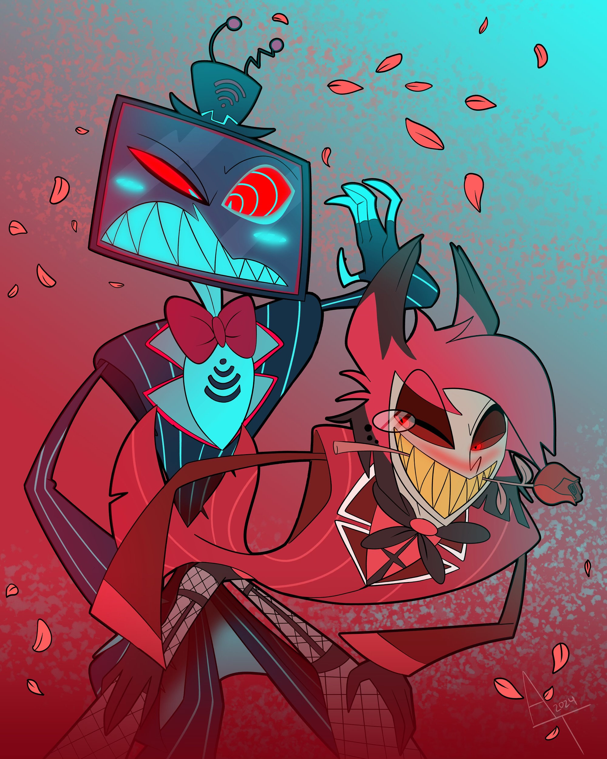 Vox and Alastor Print Hazbin Hotel Valentines Day 4x6 Vox and Al the ...