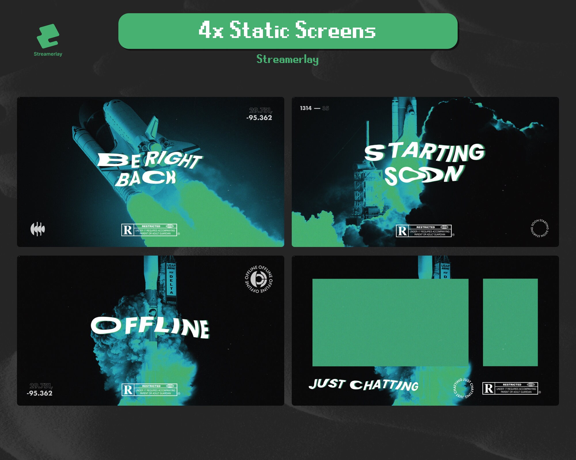 Futuristic Space Complete Stream Overlay Package Twitch Bundle Static ...