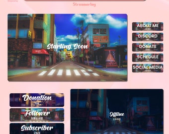 Animated Anime Streets Complete Stream Overlay Package | Twitch Bundle ...