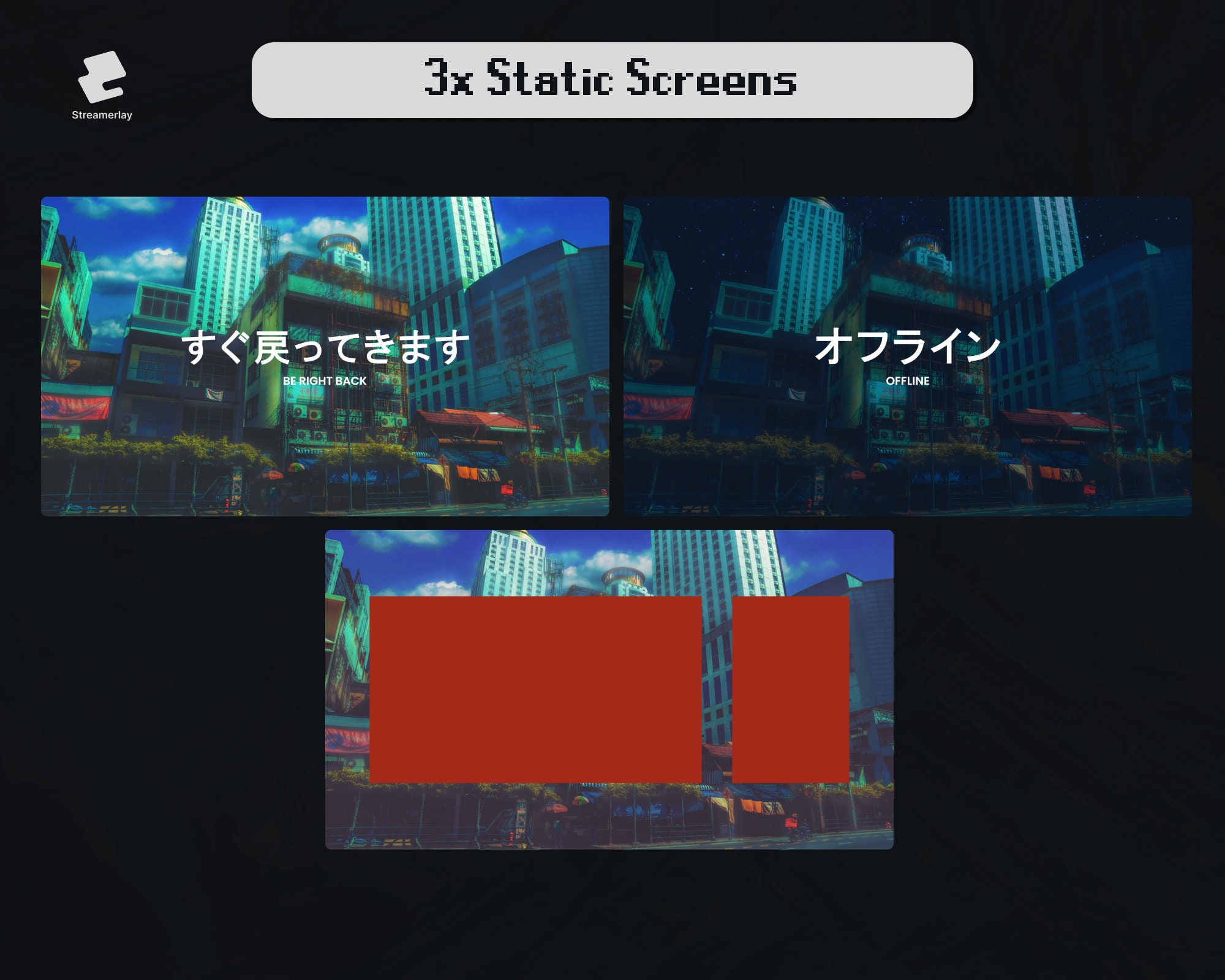 Animated Anime City Complete Stream Overlay Package | Twitch Bundle ...