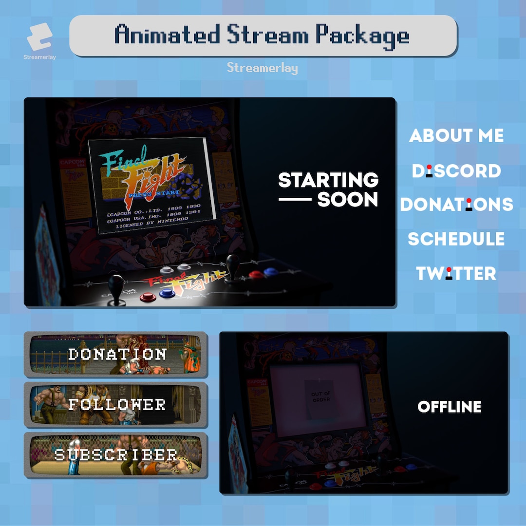 Animated Retro Arcade Complete Stream Overlay Package | Twitch Bundle ...