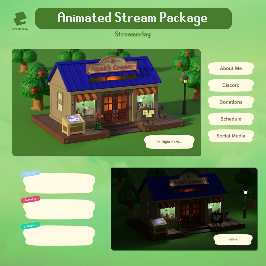 Animated Animal Crossing Complete Stream Overlay Package | Twitch ...
