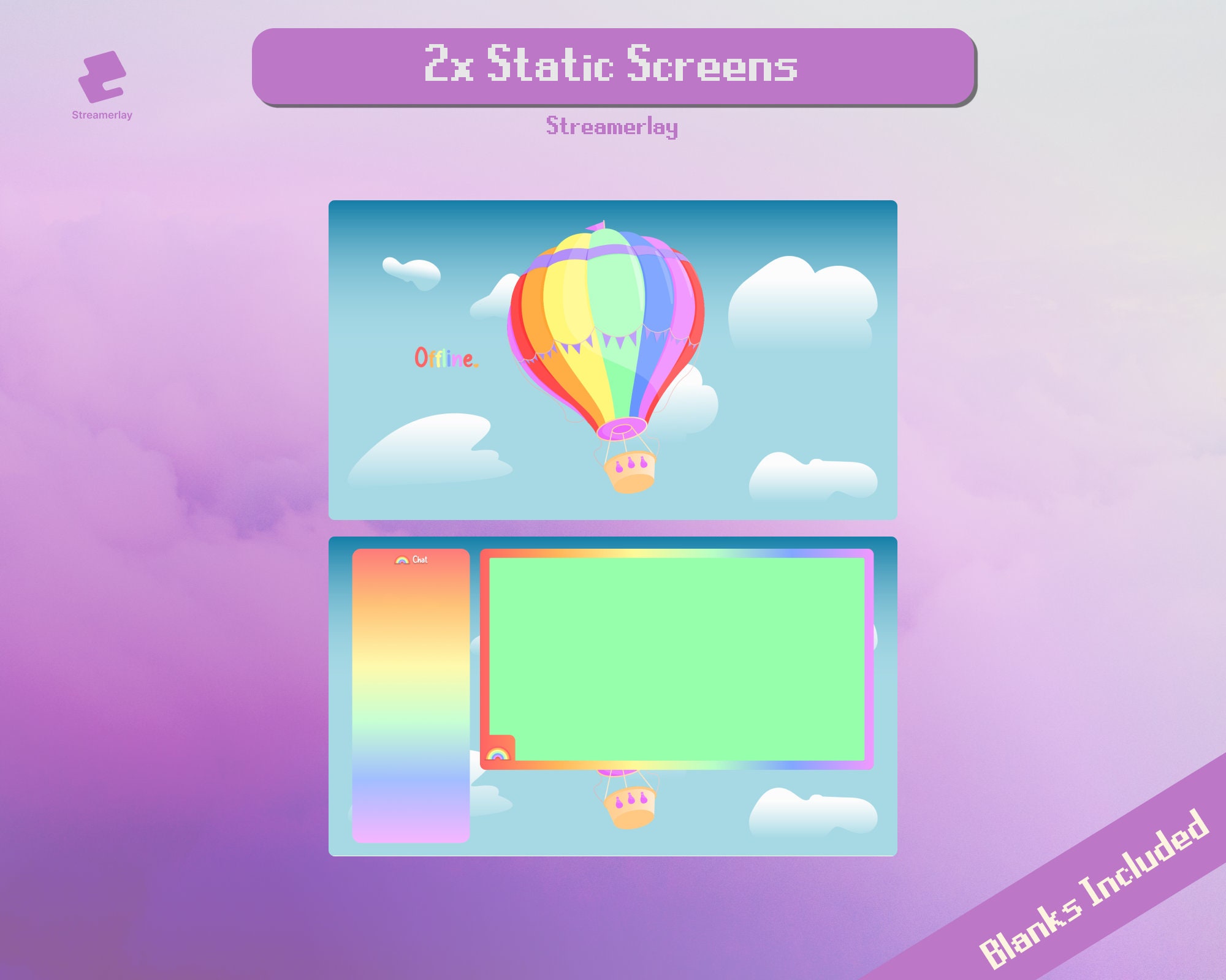 LGBTQ+ Pride Hot Air Balloon Complete Animated Stream Overlay Package ...