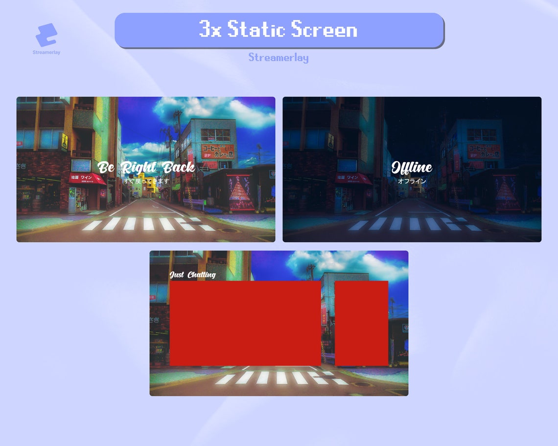 Animated Anime Streets Complete Stream Overlay Package | Twitch Bundle ...