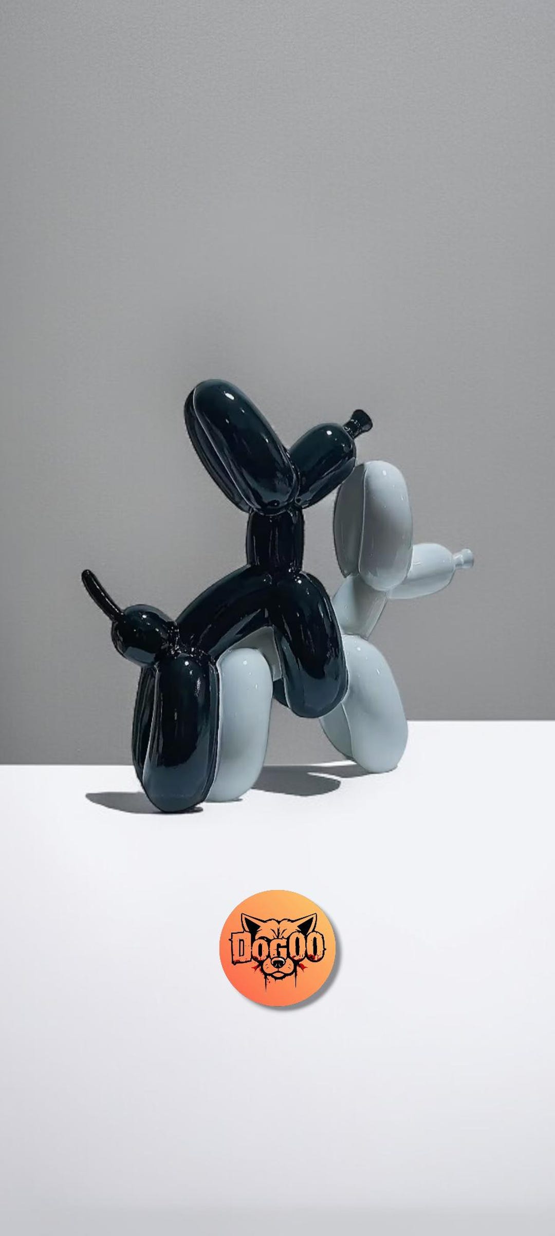 Black Porcelain Poop Balloon Dog Statue - Large Street Art Figurine ...