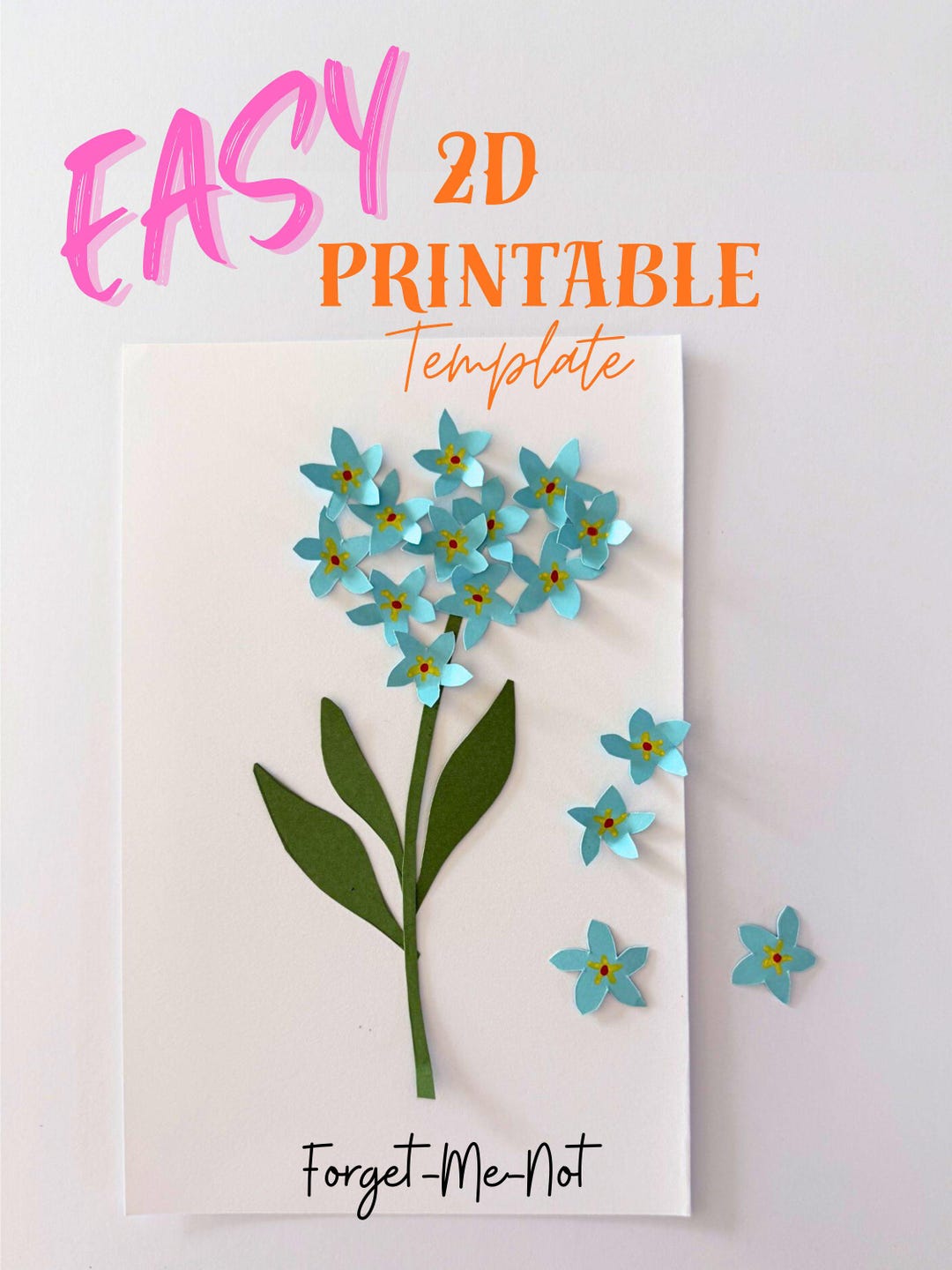 Easy DIY 2D Paper Forget-me-not Flower Template, DIY 2D Paper Flower ...