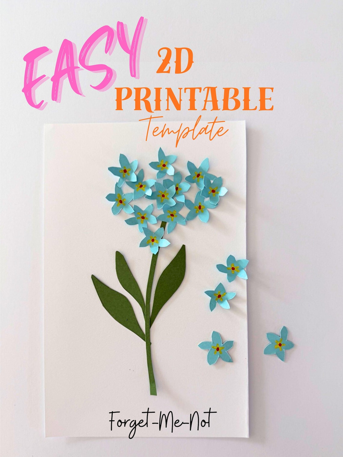 Easy DIY 2D Paper Forget-me-not Flower Template, DIY 2D Paper Flower ...