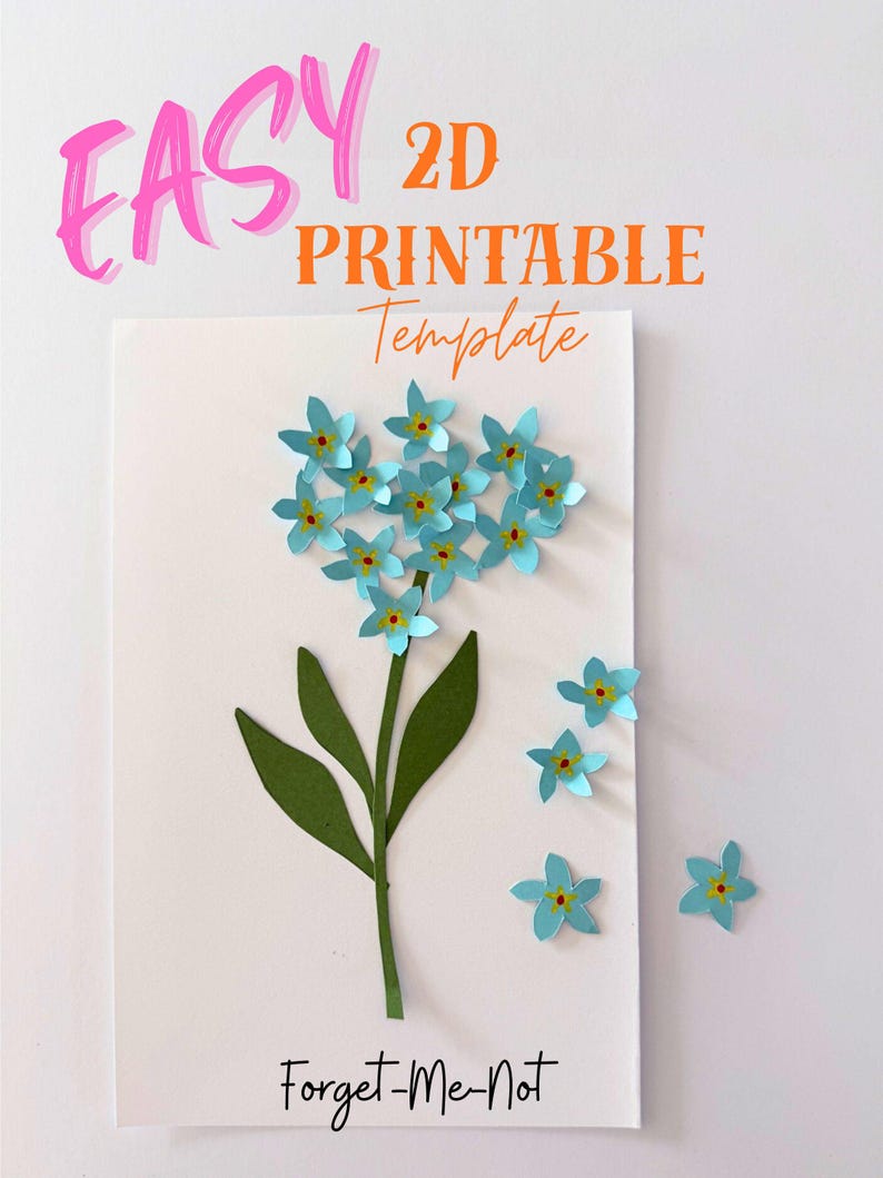 Easy DIY 2D Paper Forget-me-not Flower Template, DIY 2D Paper Flower ...