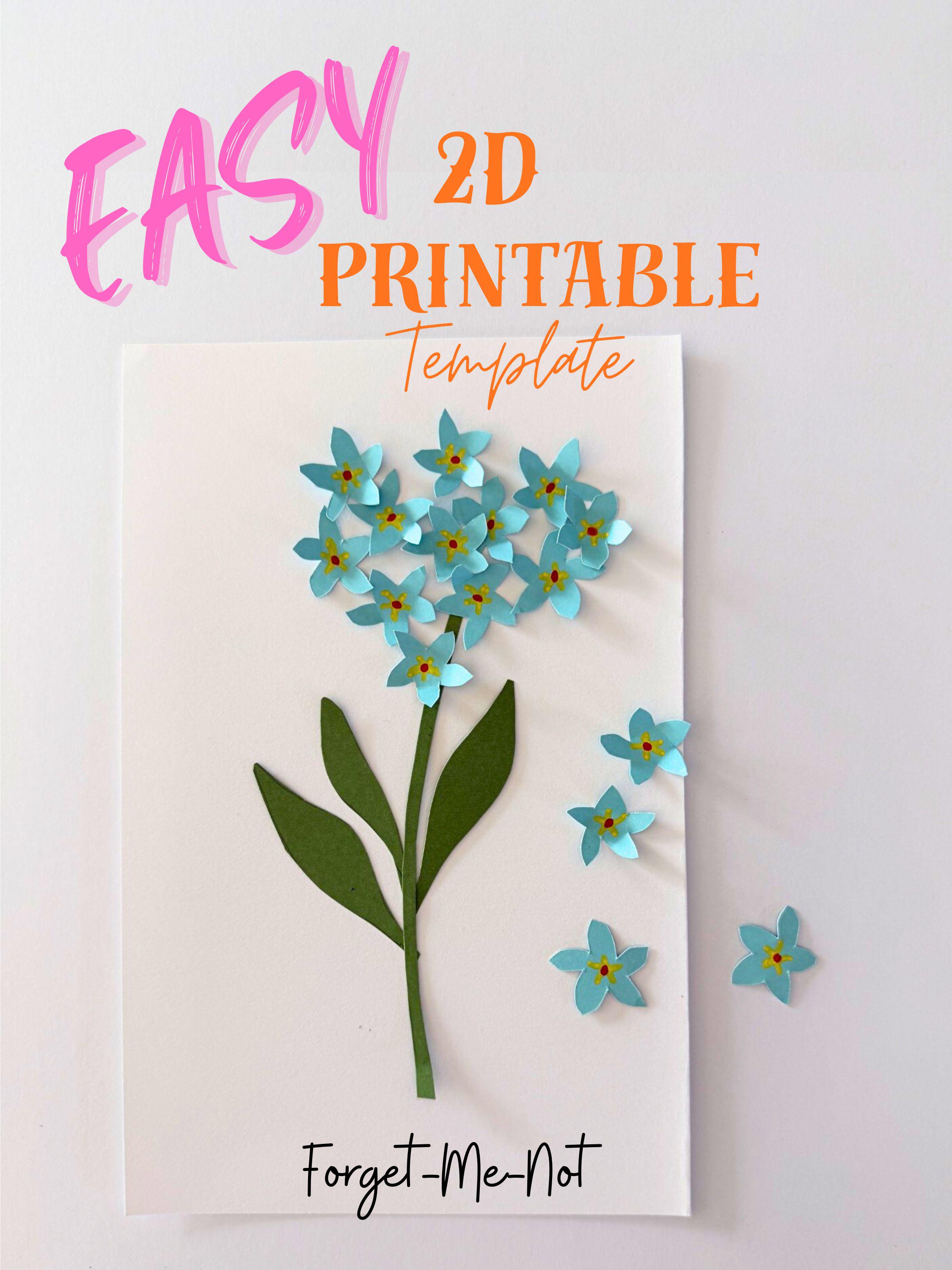Easy DIY 2D Paper Forget-me-not Flower Template, DIY 2D Paper Flower ...