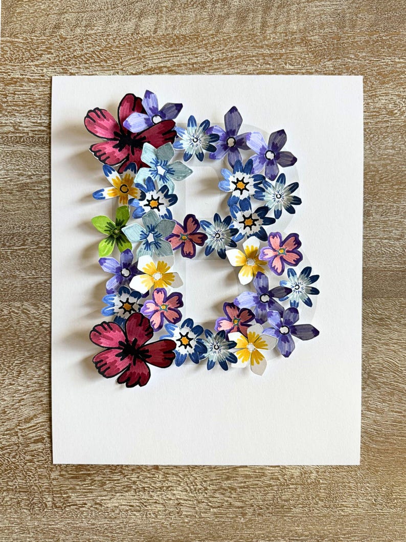 DIY 2D Paper Floral Initial PDF Template for Baby Nursery, Baby Shower ...