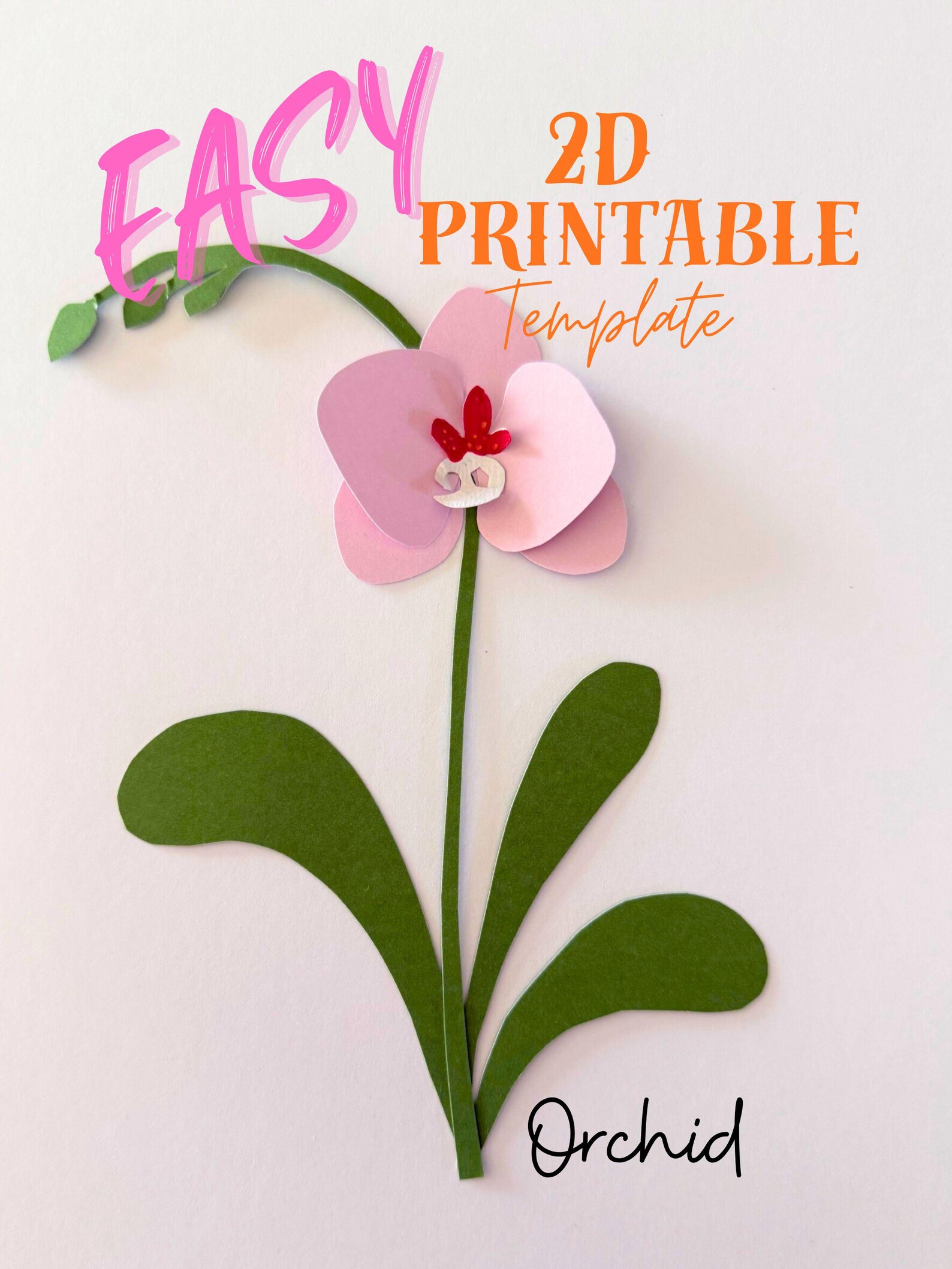 Easy DIY 2D Paper Orchid Flower Template, DIY 2D Paper Flower Template ...