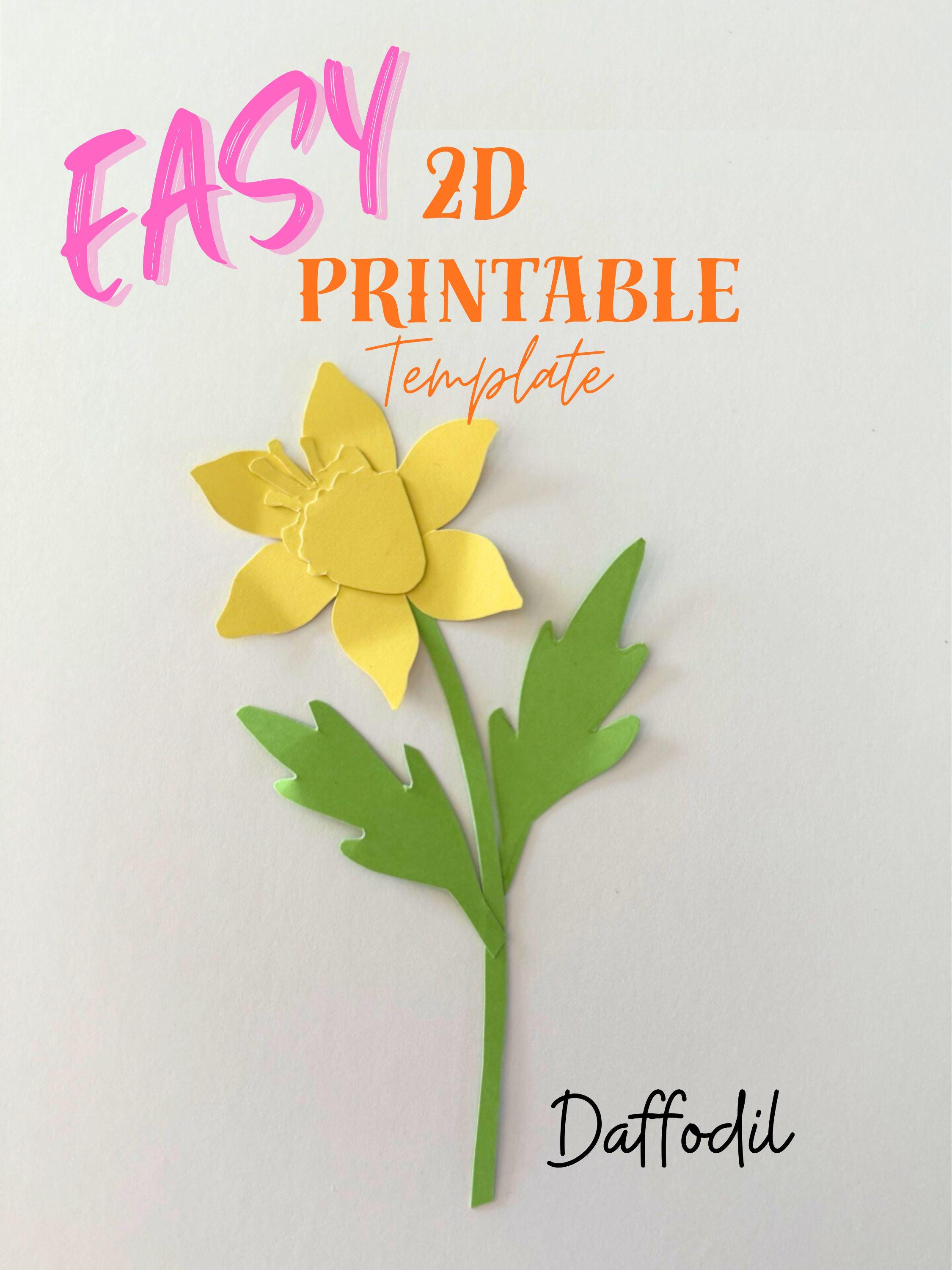 Easy DIY 2D Paper Daffodil Flower Template, DIY 2D Paper Flower ...