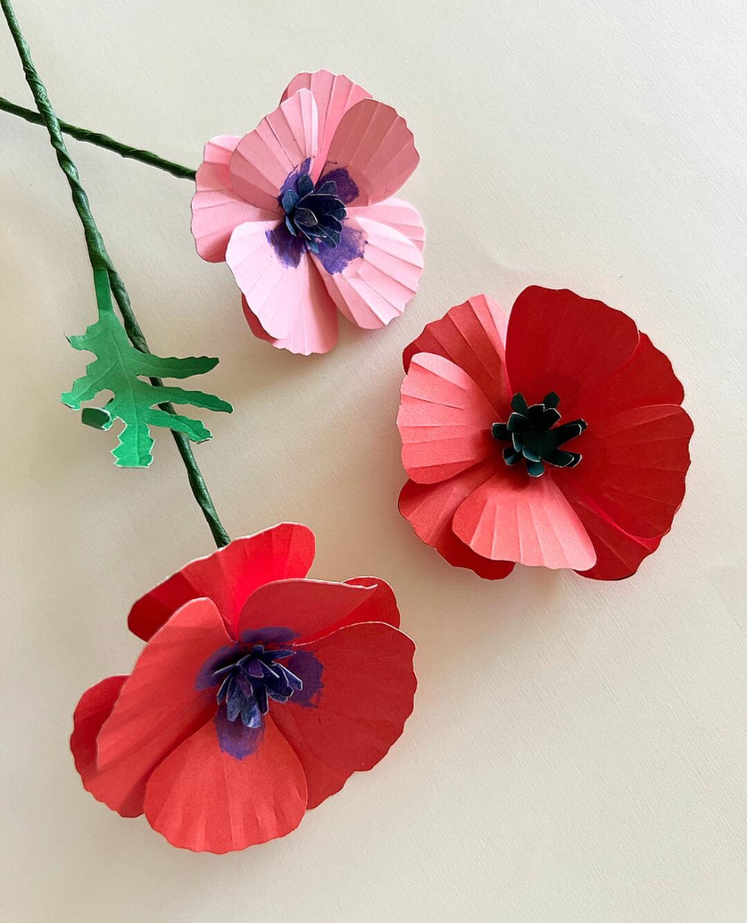 Paper Poppy, Printable Paper Poppy, Printable Flowers, Wedding Paper ...