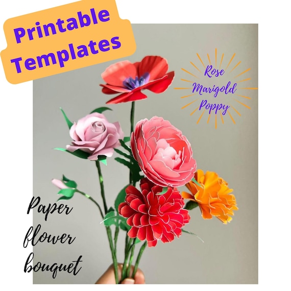 Printable Floral Bouquet Template Printable Flowers Paper | Etsy