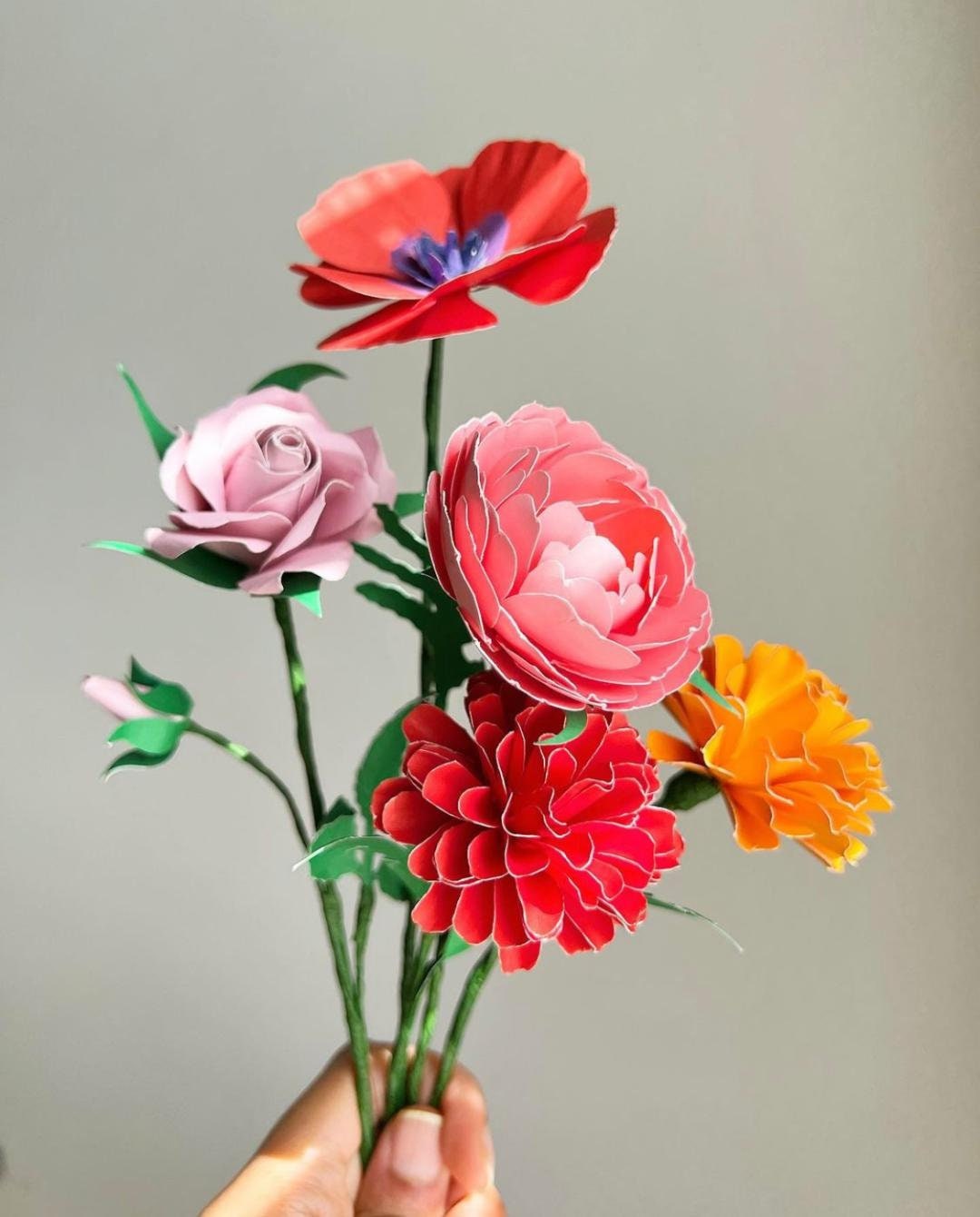 Paper Poppy, Printable Paper Poppy, Printable Flowers, Wedding Paper ...