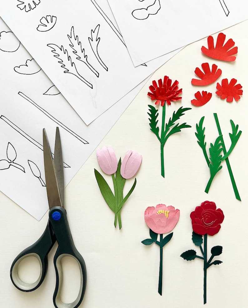 2D Paper Flower Template, Printable PDF DIY Paper Flower Templates ...