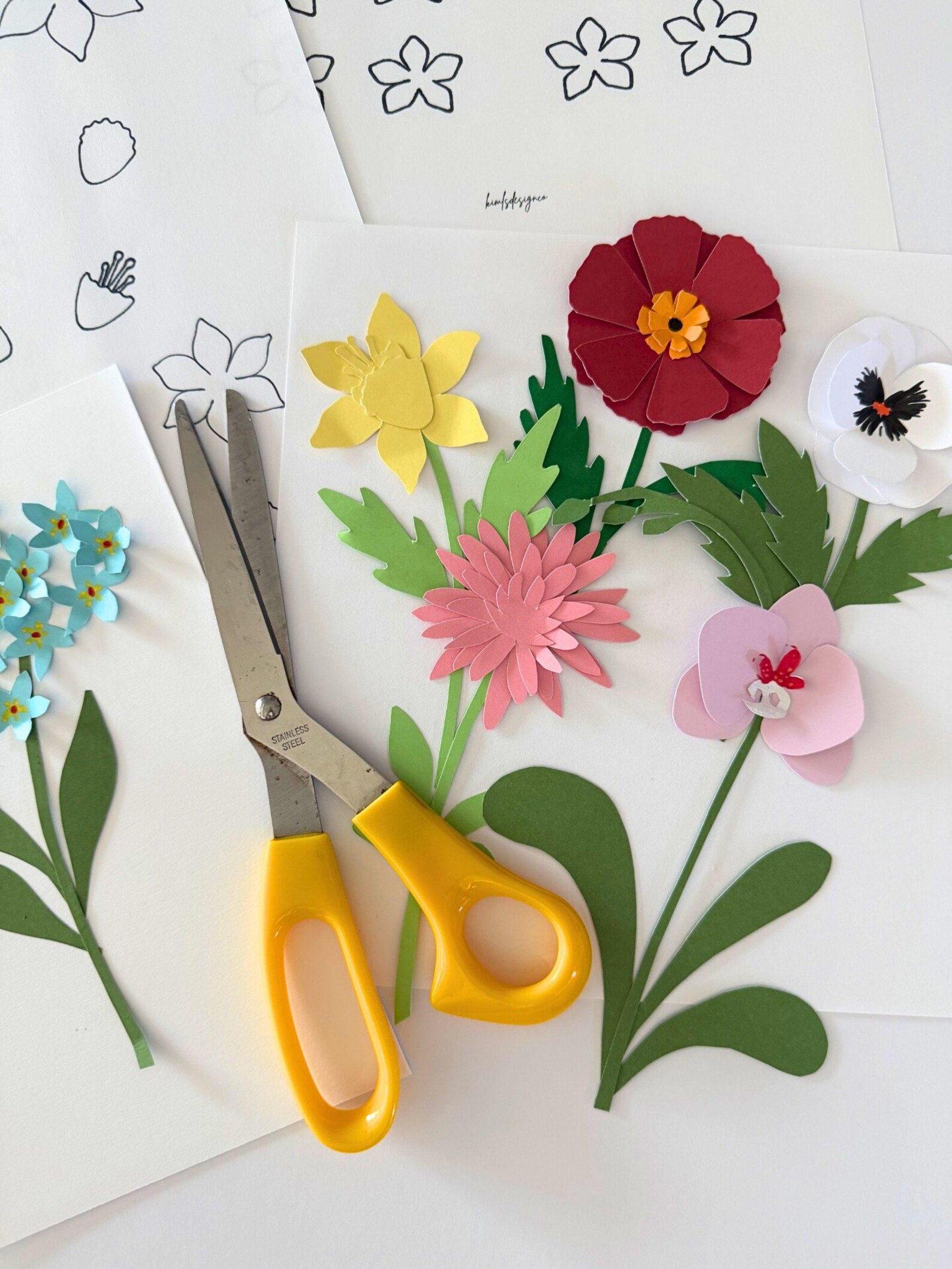 Easy DIY 2D Paper Orchid Flower Template, DIY 2D Paper Flower Template ...