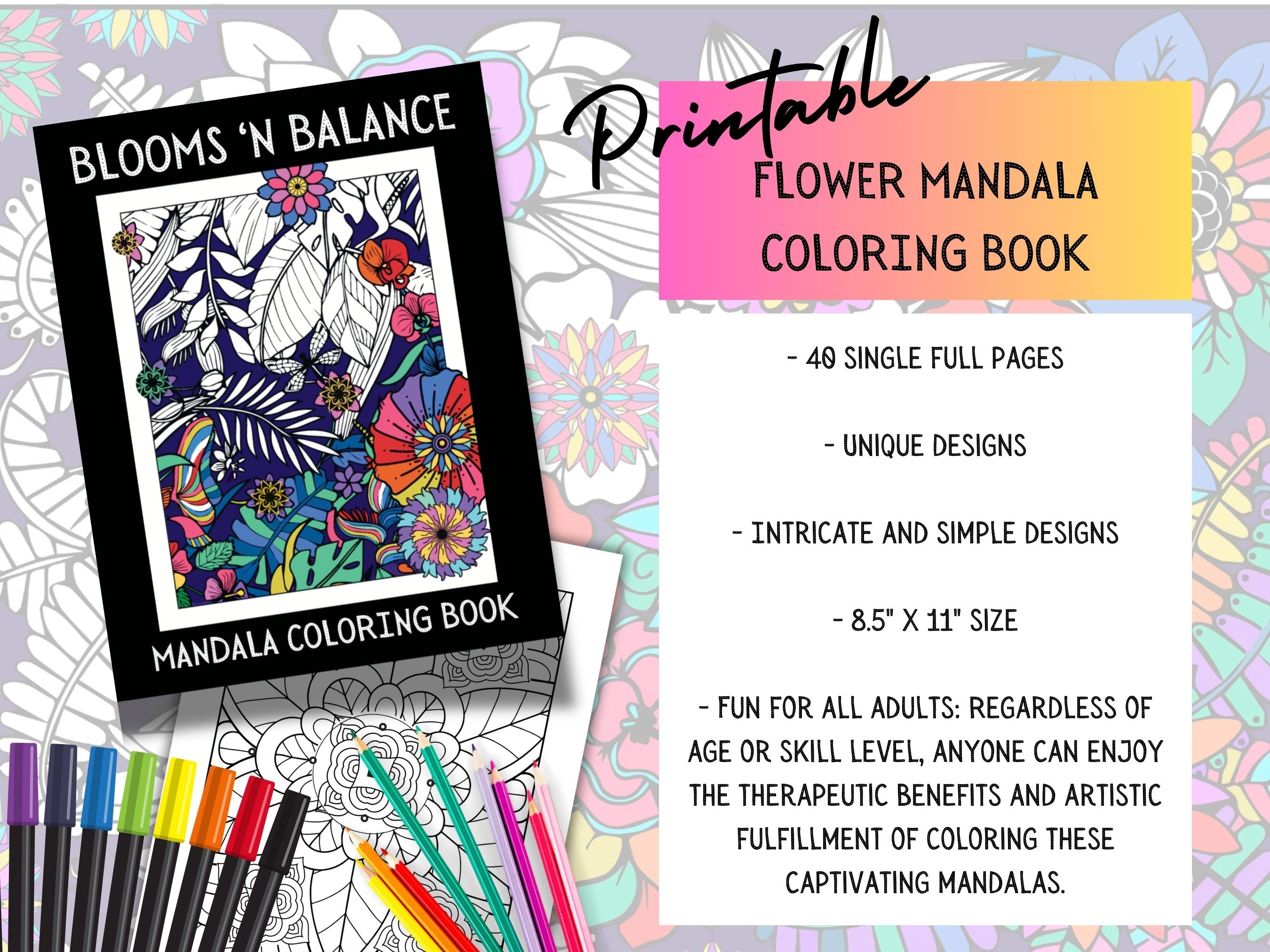 Printable STRESS RELIEF Flower Mandala Coloring Book Pages for ...
