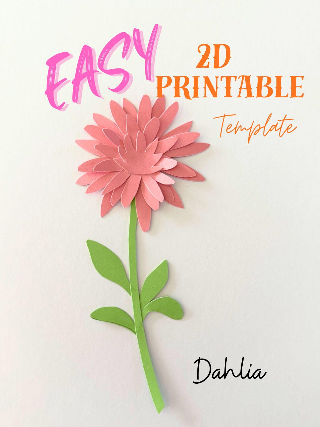 Easy DIY 2D Paper Dahlia Flower Template, DIY 2D Paper Flower Template ...