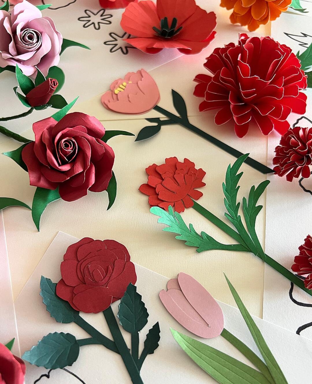 2D Paper Flower Template, Printable PDF DIY Paper Flower Templates ...