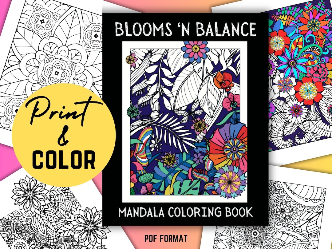 Printable STRESS RELIEF Flower Mandala Coloring Book Pages for ...